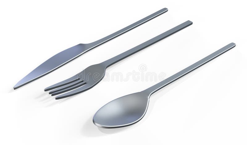 Set of New Metal Spoons on White Background 3d Render Stock ...