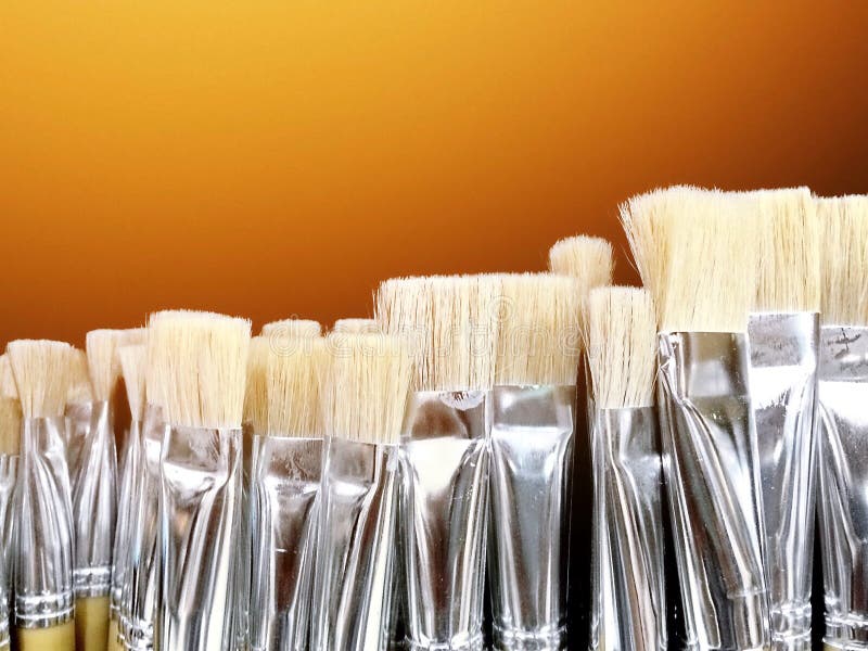Set of New Paint Brush with Light Flare Stock Image - Image of ...