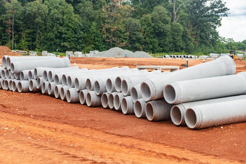 Set of New Pipes Stacked on Construction Site Stock Image - Image of ...