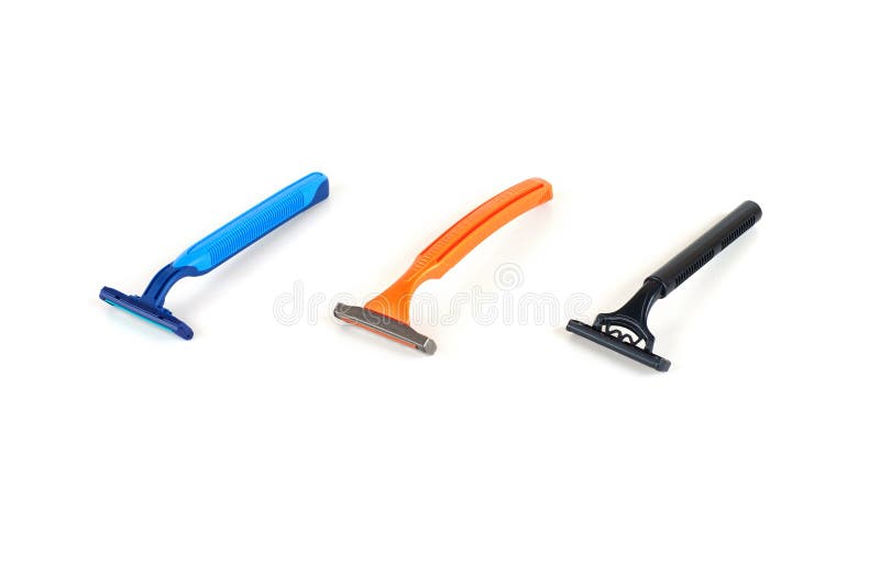 Set of New Razor Blade, Isolated on White Background Stock Photo ...