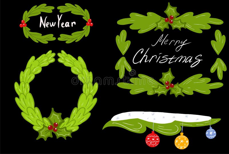 A Set of New Year Frames for Text Stock Vector - Illustration of ...