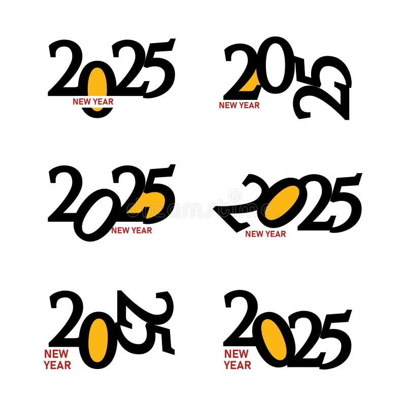 Set of 2025 New Year Logo. Number of Year Design Vol 01 Stock Vector ...
