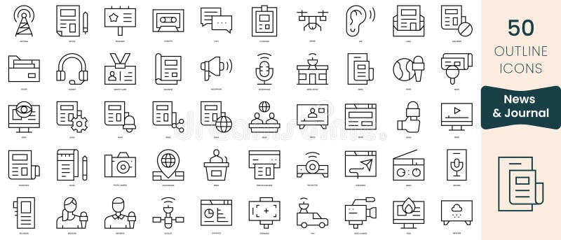 Set of News and Journal Icons. Thin Linear Style Icons Pack Stock ...