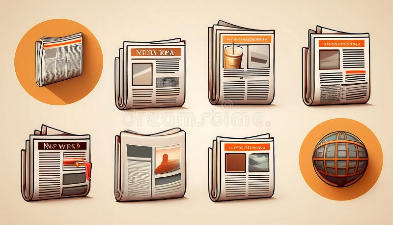 A Set of Newspaper Icons, Representing News and Information in a Vector ...