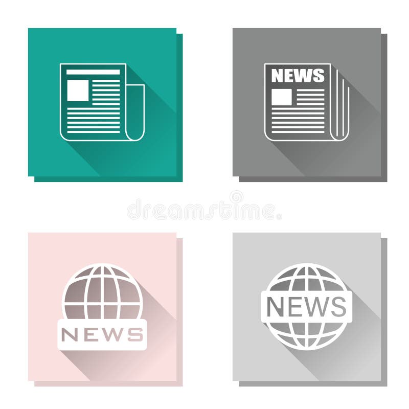 Set of Newspaper News and Global News Vector Icon Stock Vector ...