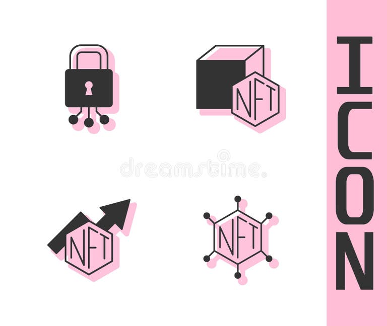 Set NFT Blockchain Technology, Cyber Security, Growth Bar Chart and ...