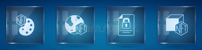 Set NFT Digital Crypto Art, Document and Lock and . Square Glass Panels ... Set NFT Digital Crypto Art, Document and Lock and . Square Glass Panels ...