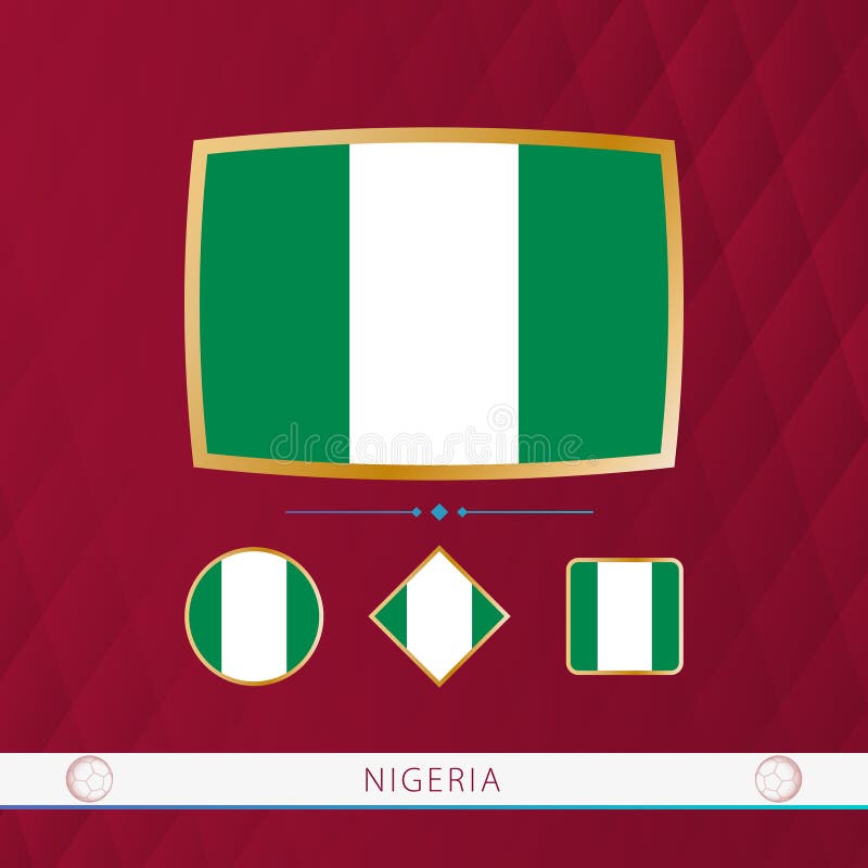Set of Nigeria Flags with Gold Frame for Use at Sporting Events on a ...