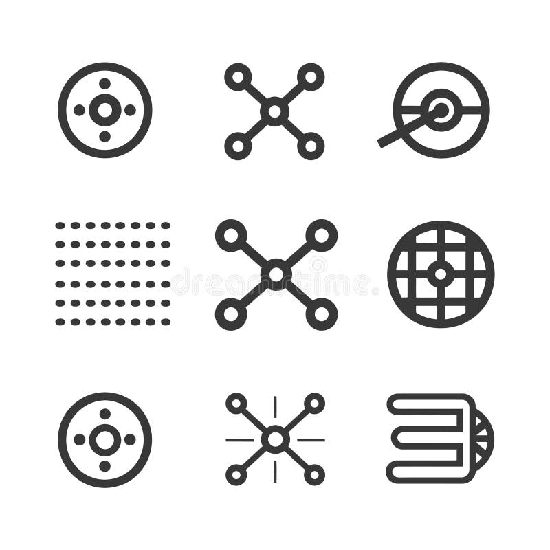 Collection of Nine Abstract Geometric Icons, Connectivity Symbols ...