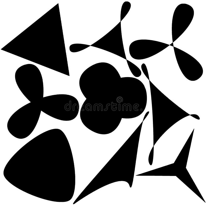 Set of Nine Abstract Shapes Stock Vector - Illustration of sketch ...