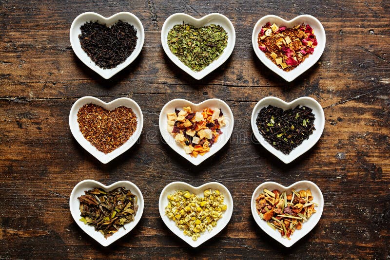 Set of Nine Assorted Raw Tea Bowls Shaped As Hearts Stock Photo - Image ...
