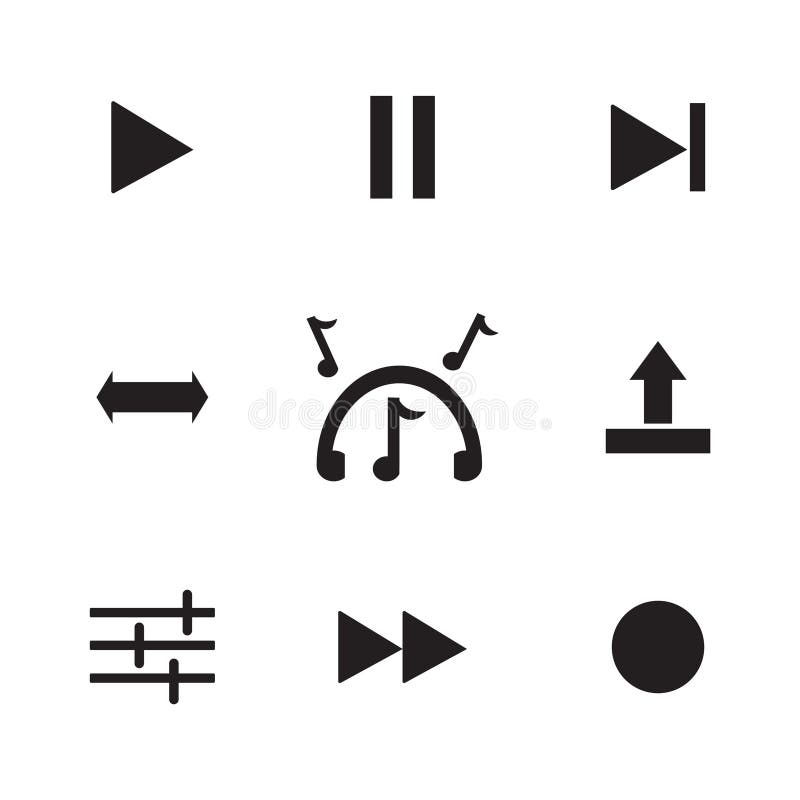 Includes Play, Pause, and Next with Standard Symbols. Stock Vector ...