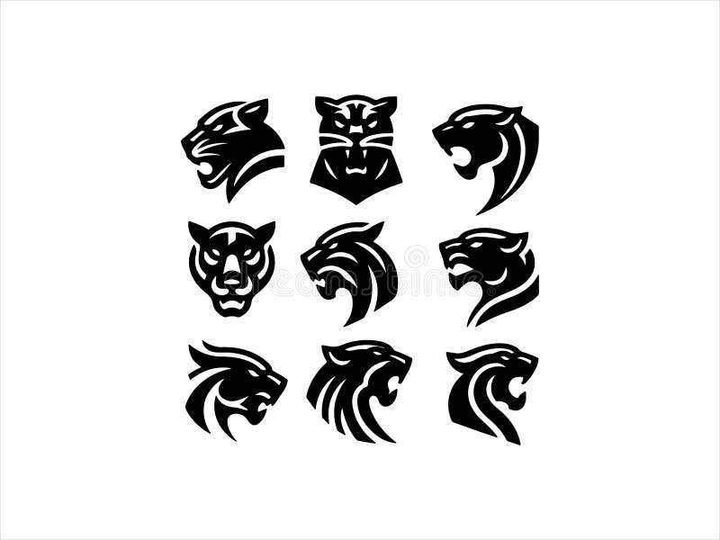 Black panther logo set stock vector. Illustration of brand - 359616551