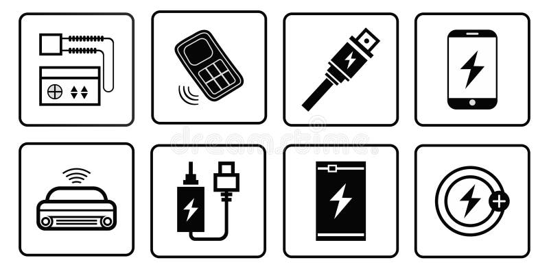 Vector Icons Depicting Various Charging and Wireless Device Connections ...