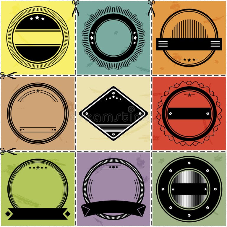 Set of Nine Blanc Labels with Retro Styled Design Stock Vector ...