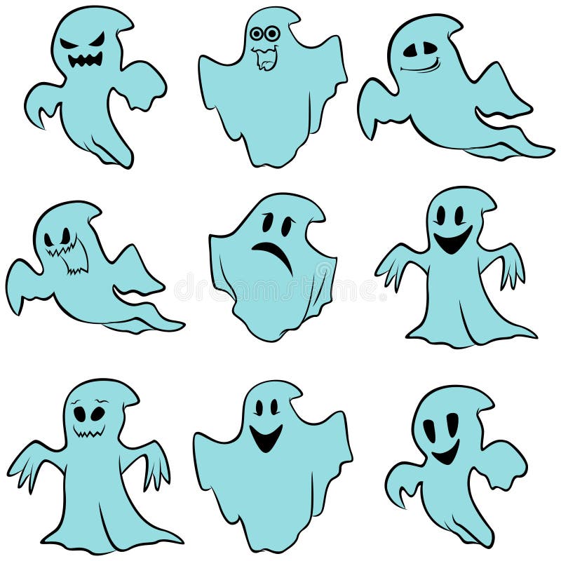 Set of nine cartoon ghosts stock vector. Illustration of behavior ... Set of nine cartoon ghosts stock vector. Illustration of behavior ...