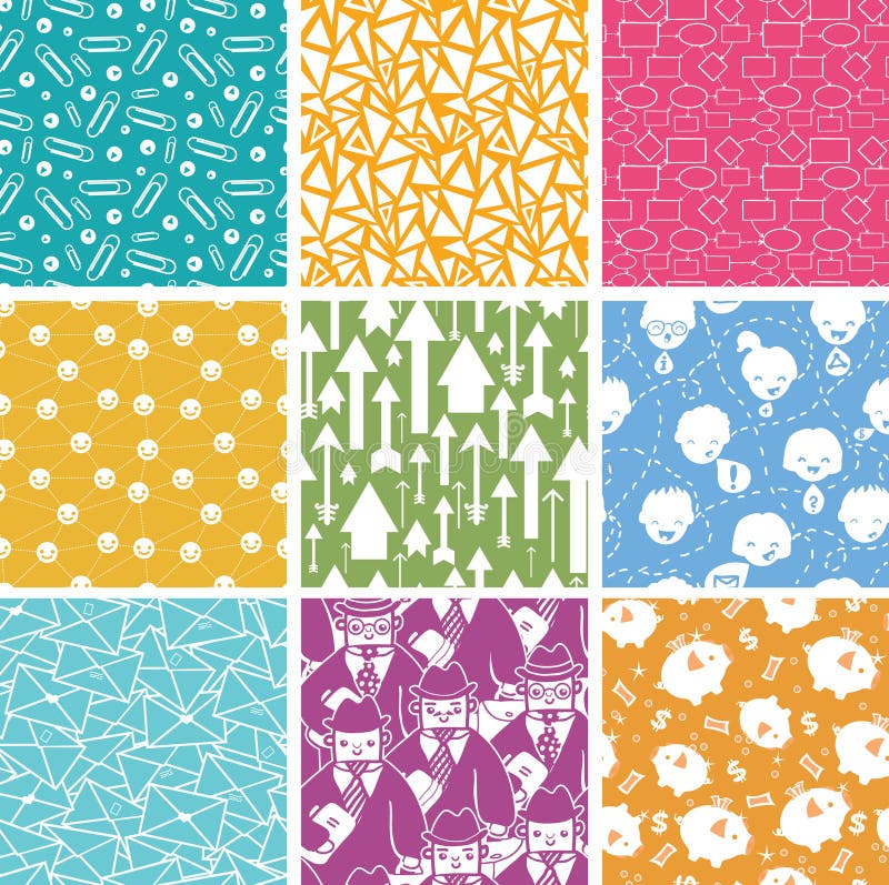Set of Nine Business Seamless Patterns Backgrounds Stock Vector ...