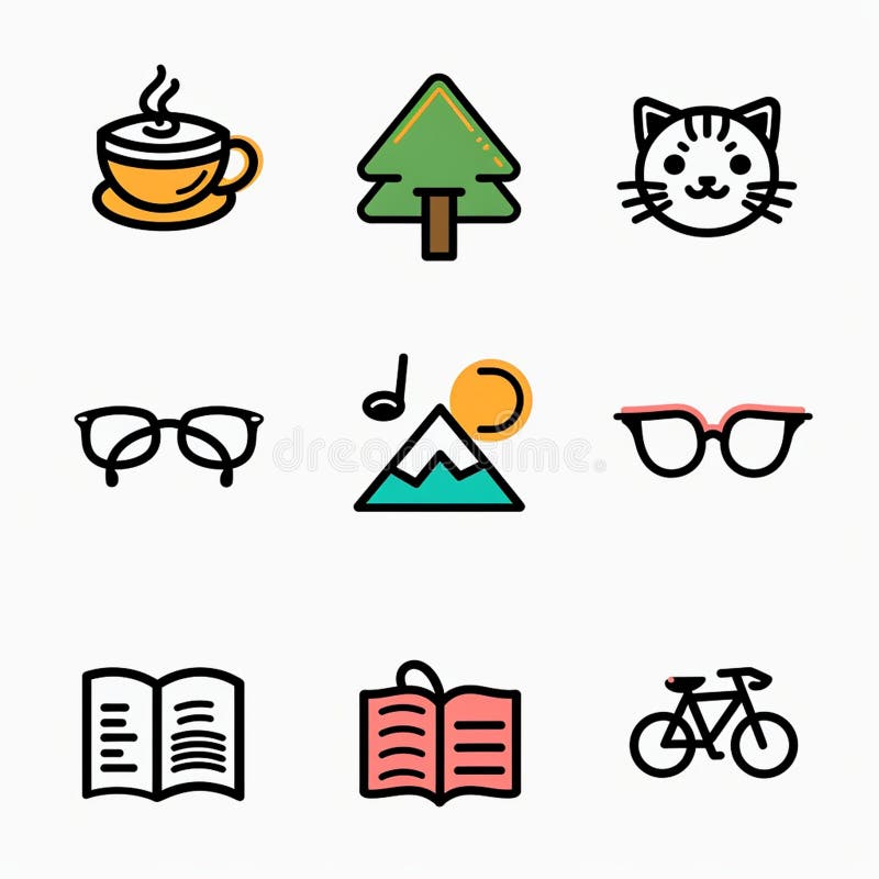 A Set of Nine Colorful Icons Representing Various Activities Stock ... A Set of Nine Colorful Icons Representing Various Activities Stock ...