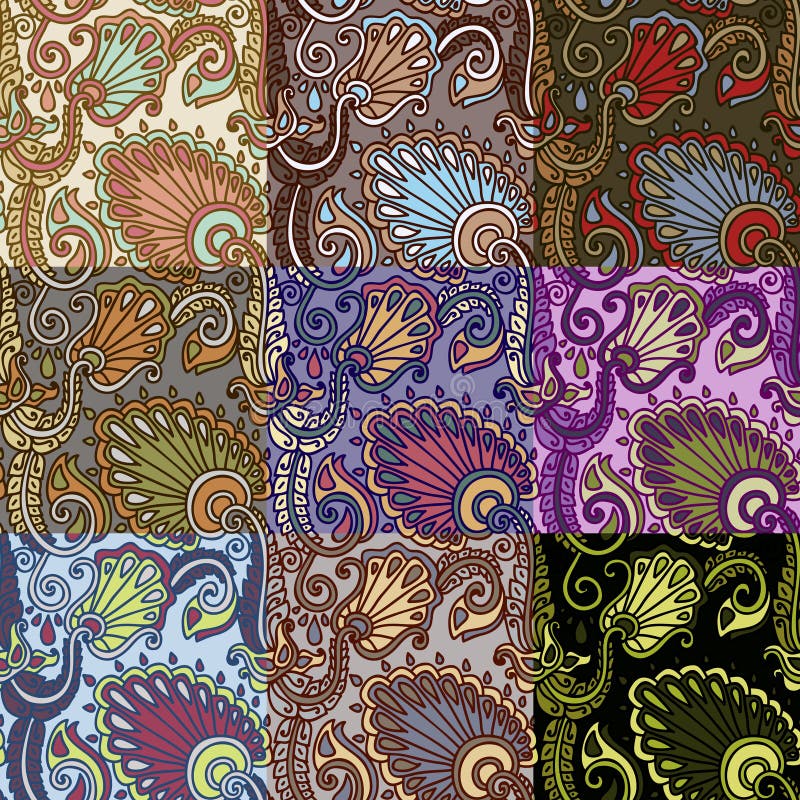 Set of Nine Colorful Seamless Patterns. EPS-8. Stock Vector ...