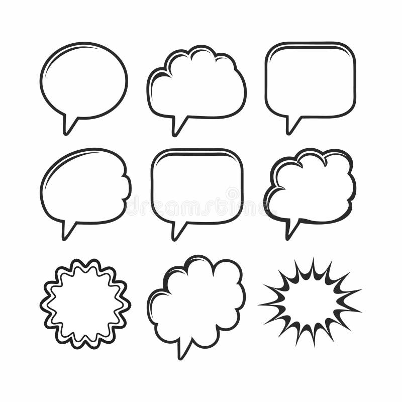 Comic Speech Bubbles Monochrome Vector Background Stock Illustrations ...