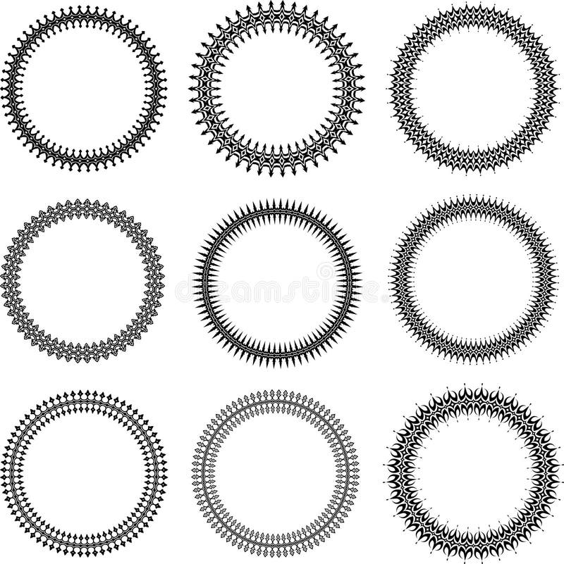 Set of Nine Decorative Vector Round Frames for Your Design Stock Vector ...