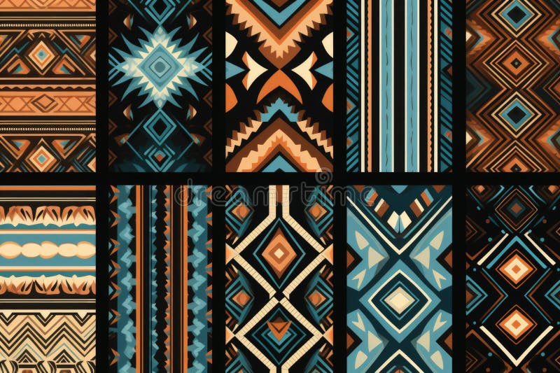 A Set of Nine Different Colored Patterns. Perfect for Various Design ...