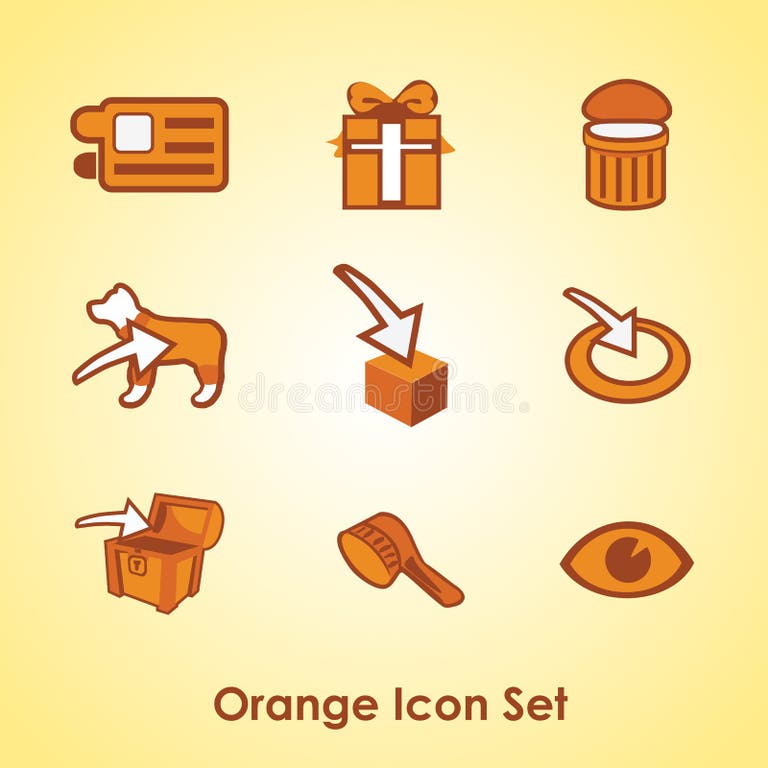 A Set of Nine Different Orange Objects Stock Vector - Illustration of ...