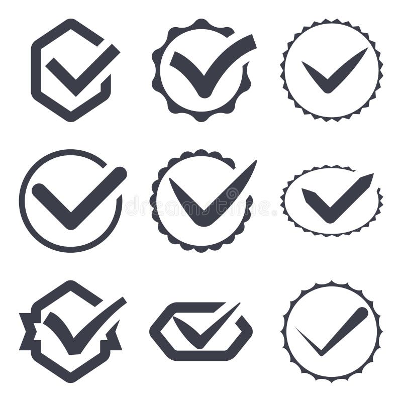 Set of Nine Different Vector Check Marks Stock Vector - Illustration of ...