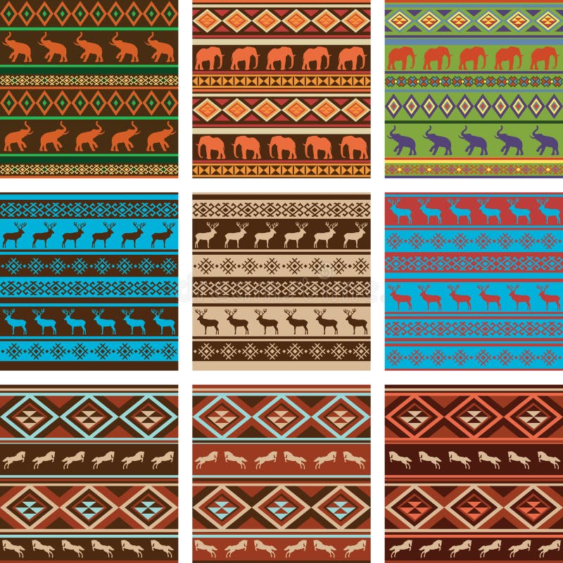 Set of Nine Ethnic Seamless Patterns Stock Vector - Illustration of ...