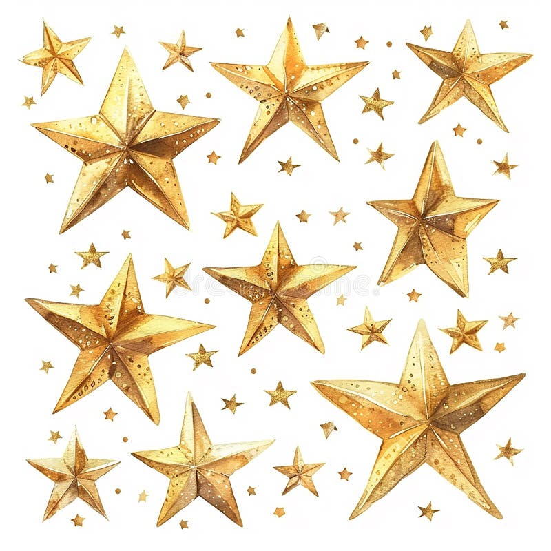 A Set of Nine Gold Stars are Arranged in a Row. the Stars are All the ...