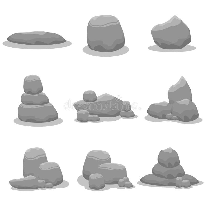 Set of Nine Gray Rock Vector Stock Vector - Illustration of black ...