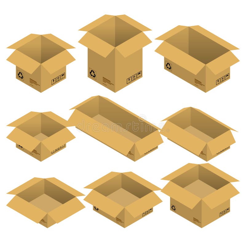 Set Nine Isometric Cardboard Boxes Stock Illustrations – 10 Set Nine ...