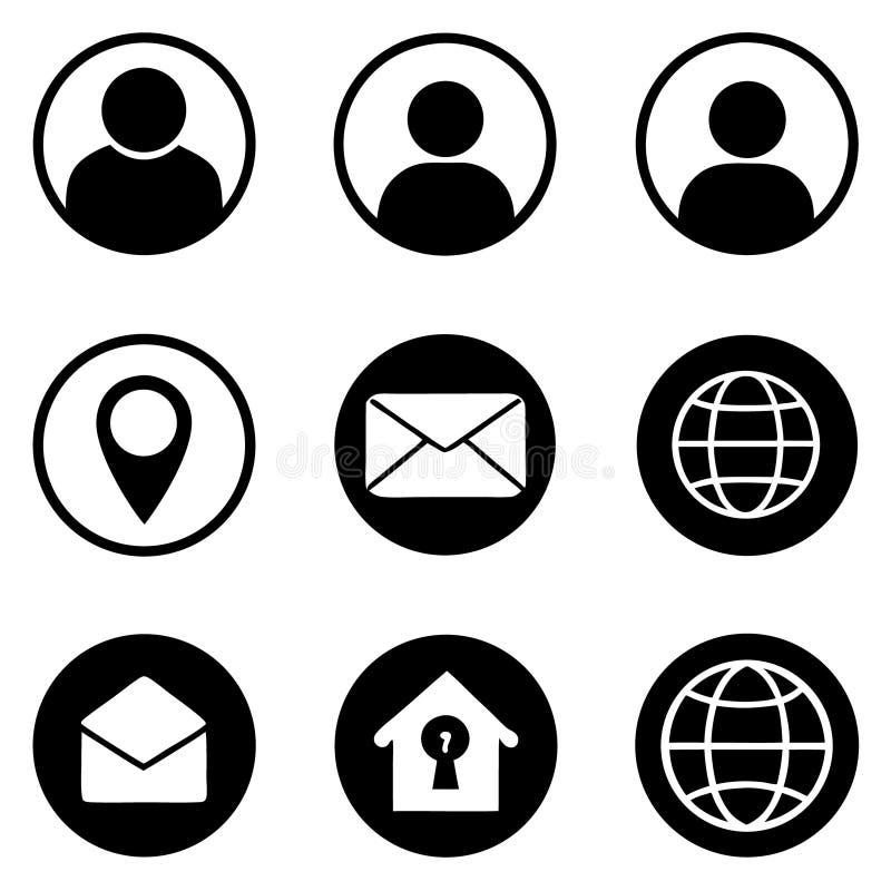 Set of Nine Minimalist Black and White User Interface Icons for Digital ...