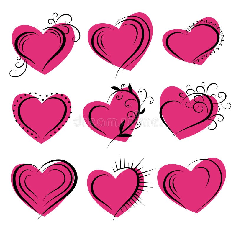 Set of nine original heart stock vector. Illustration of creativity ...