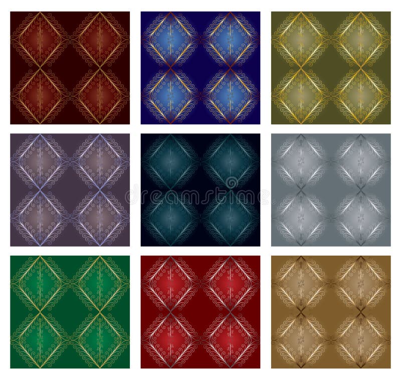 Set of nine patterns stock illustration. Illustration of repeated ...