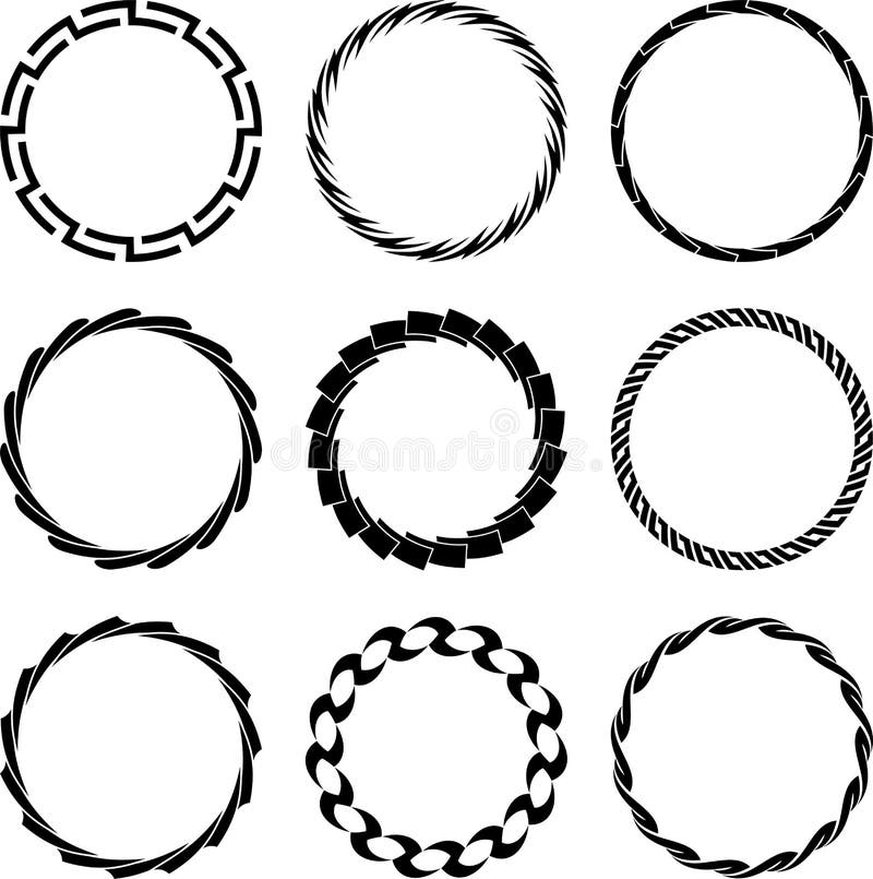 Set of Nine Round Frames on a White Background Stock Illustration ...