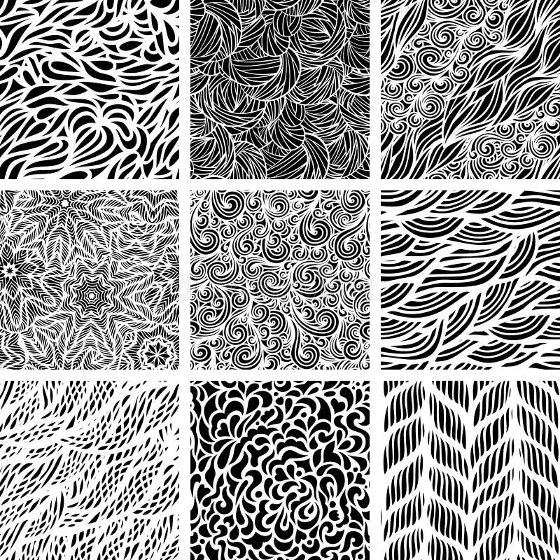 Set of Nine Seamless Patterns Stock Vector - Illustration of beautiful ...