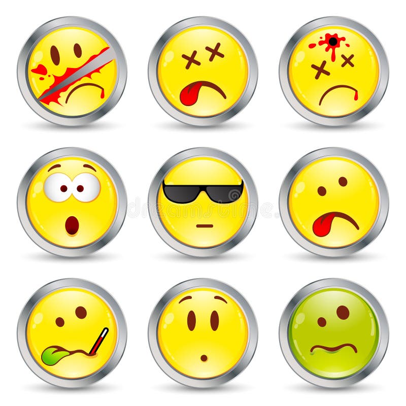 Set of nine smileys stock vector. Illustration of computer - 8084170