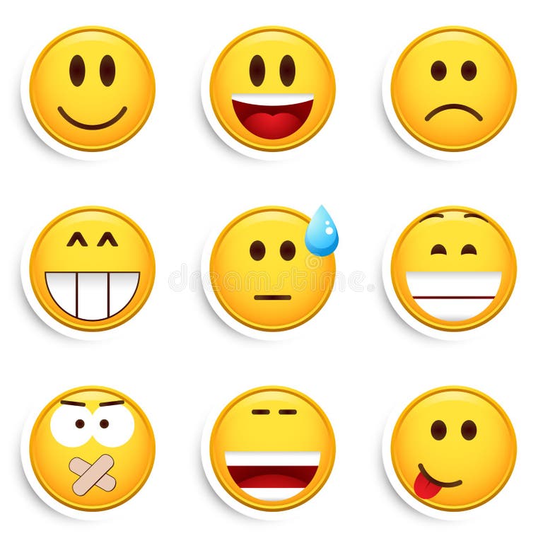 Set of nine smileys stock vector. Illustration of computer - 8084170