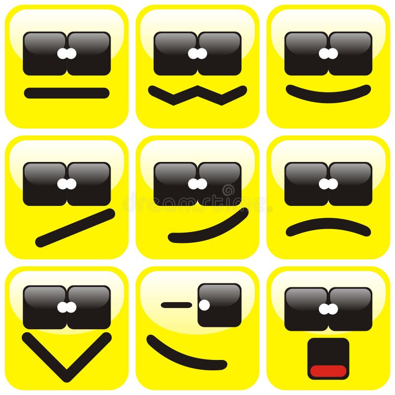 Set of nine smilies stock vector. Illustration of smiling - 17671205