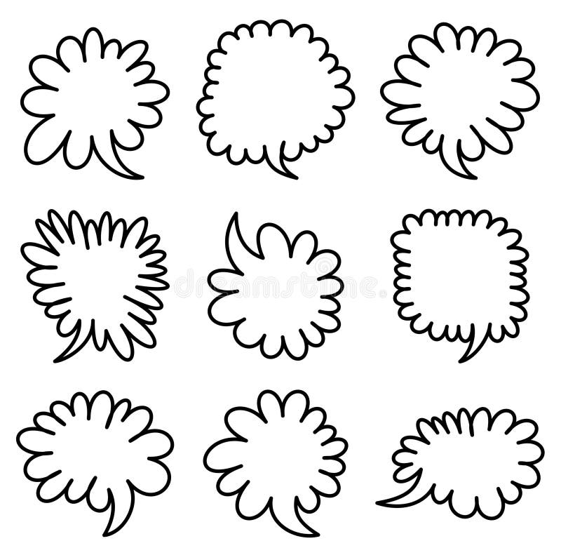 Set of Nine Speech Bubbles with Various Wavy Outlines Stock Vector ...