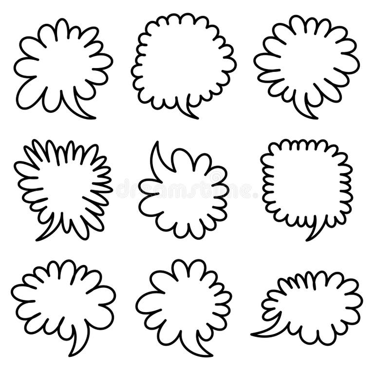 Set of Nine Speech Bubbles with Various Wavy Outlines Stock Vector ...