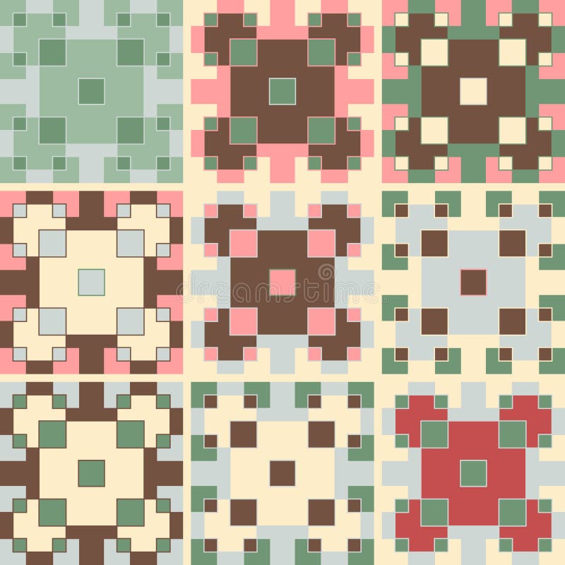 Set of Nine Square Patterns Stock Vector - Illustration of textile ...