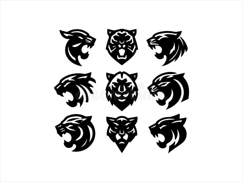 Black panther logo set stock vector. Illustration of merchandise ...