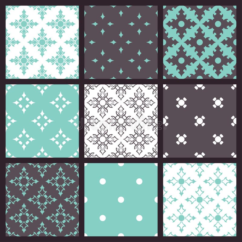 Set of Nine Vector Seamless Geometrical Patterns Stock Vector ...