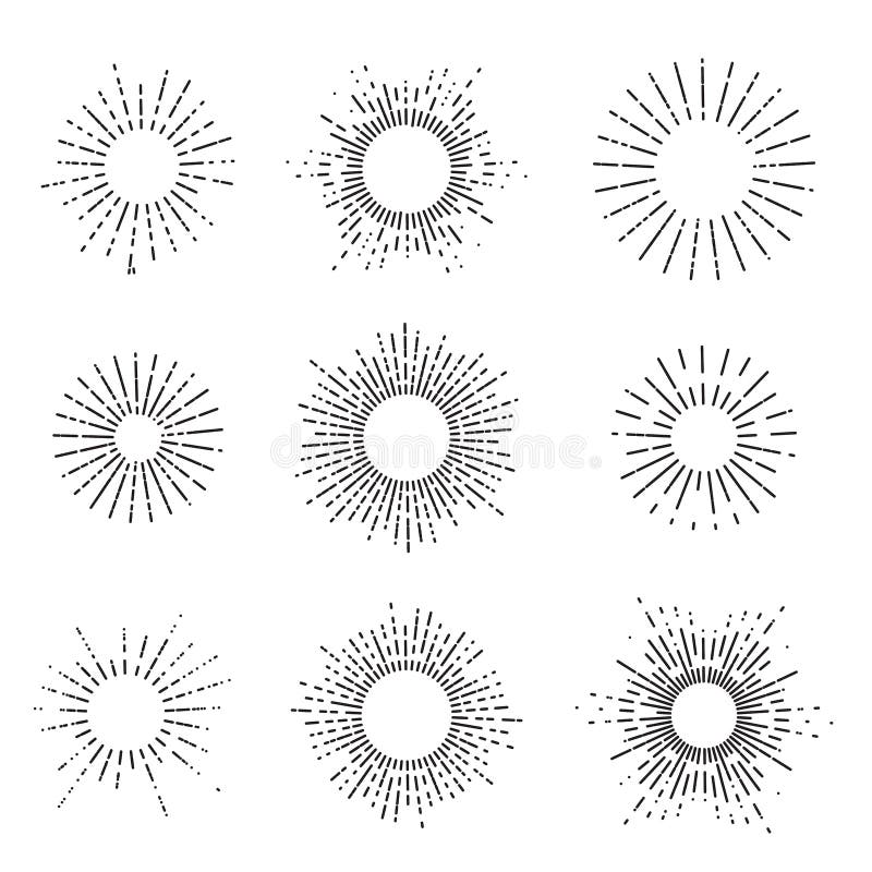 Set of Nine Vector Sunburst for Your Logo, Emblem or Other Design Stock ...