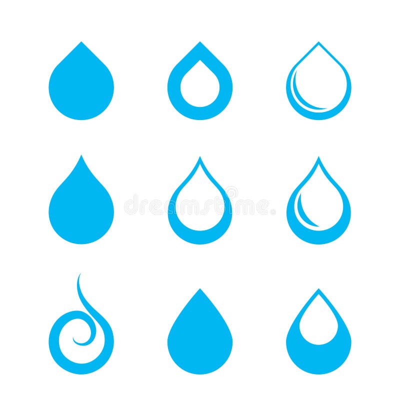 Set of Nine Water Drop Icon Vector Stock Vector - Illustration of clear ...