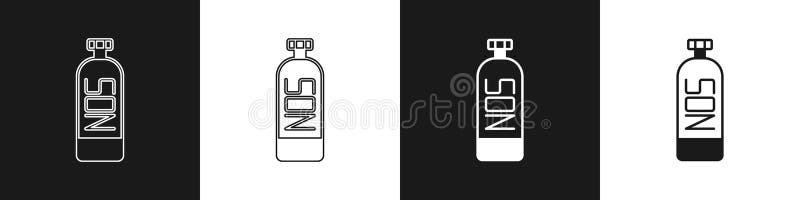 Set Nitrous Oxide Icon Isolated on Black and White Background. Vector ...
