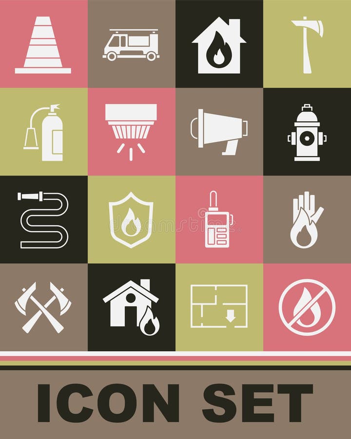 Set No Fire, Fire Hydrant, in Burning House, Smoke Alarm System ...