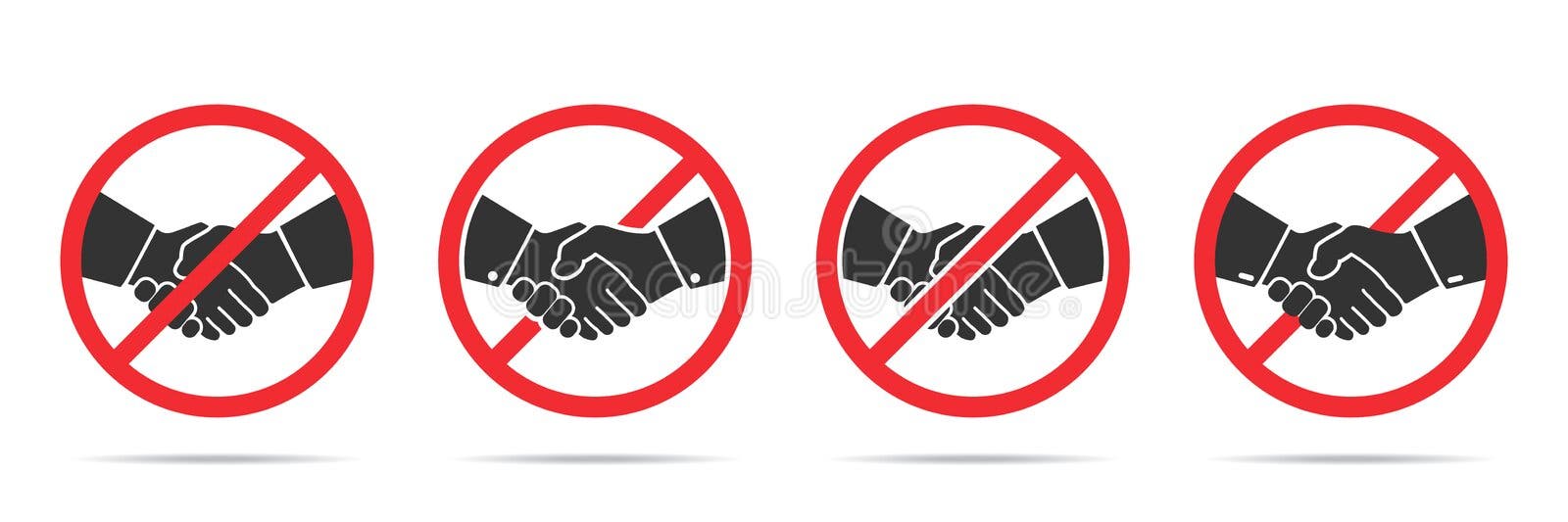 No Handshake and Hand Washing Icons in a Flat Design Stock Vector ...